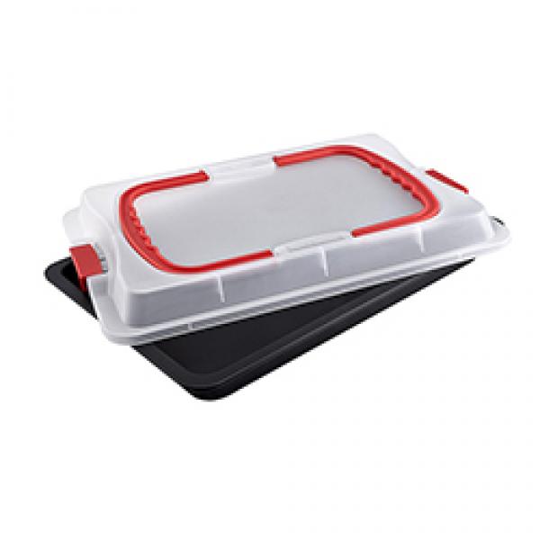 Dr.Oetker rectangular spring form with enamebasl e and carry lid